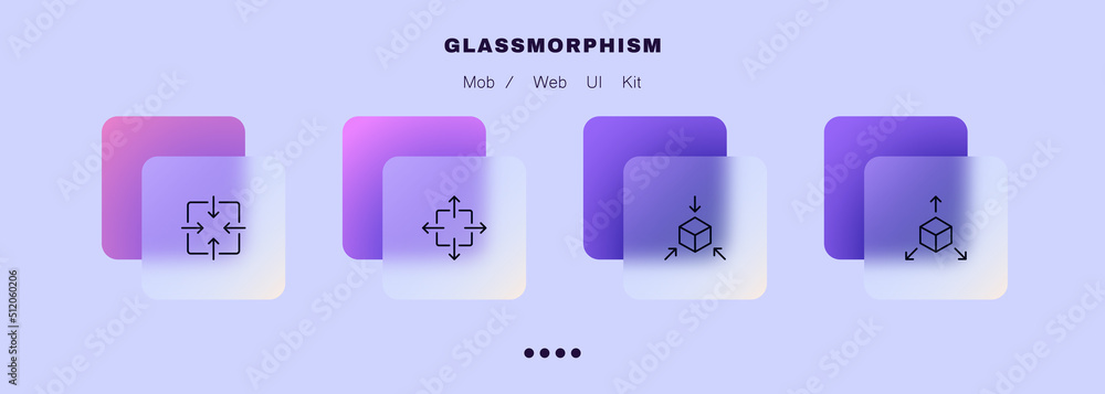 Vektorová grafika „Scale set icon. Pressing, sliding, full screen, tap ...