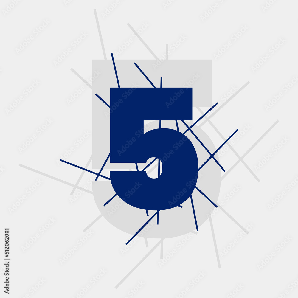 5 Numeric text conceptual logo vector design. Five number with line ...