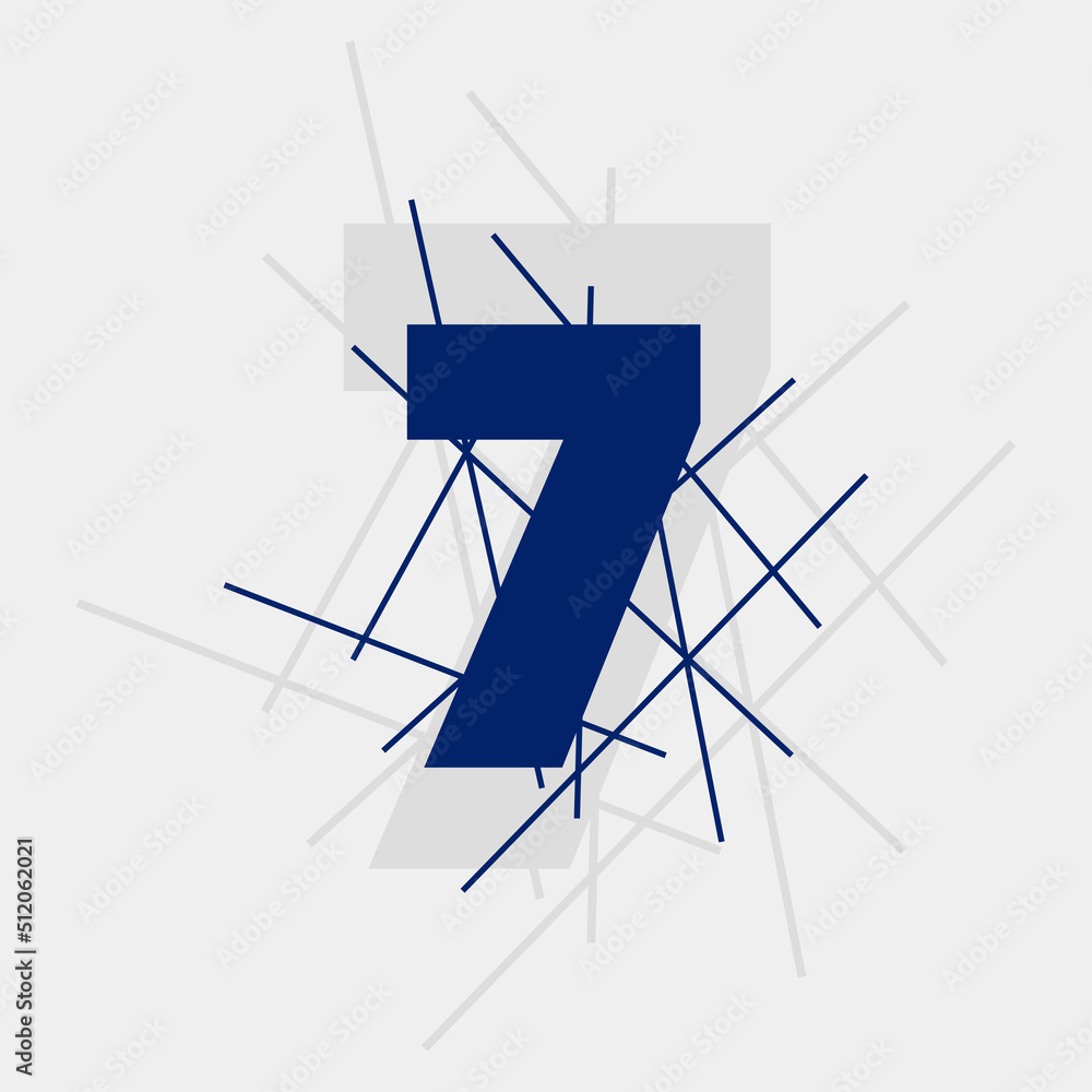 7 Numeric text conceptual logo vector design. Seven number with line ...