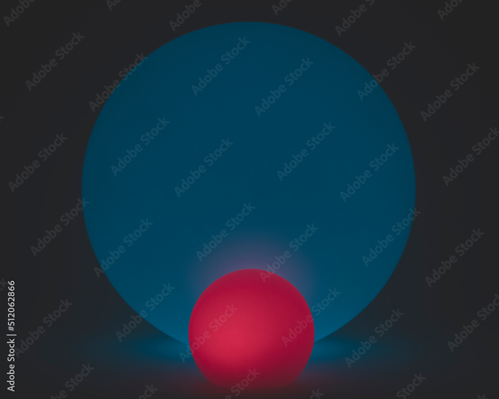 Glowing and illuminated spherical orbs, one large and one small. Stock ...
