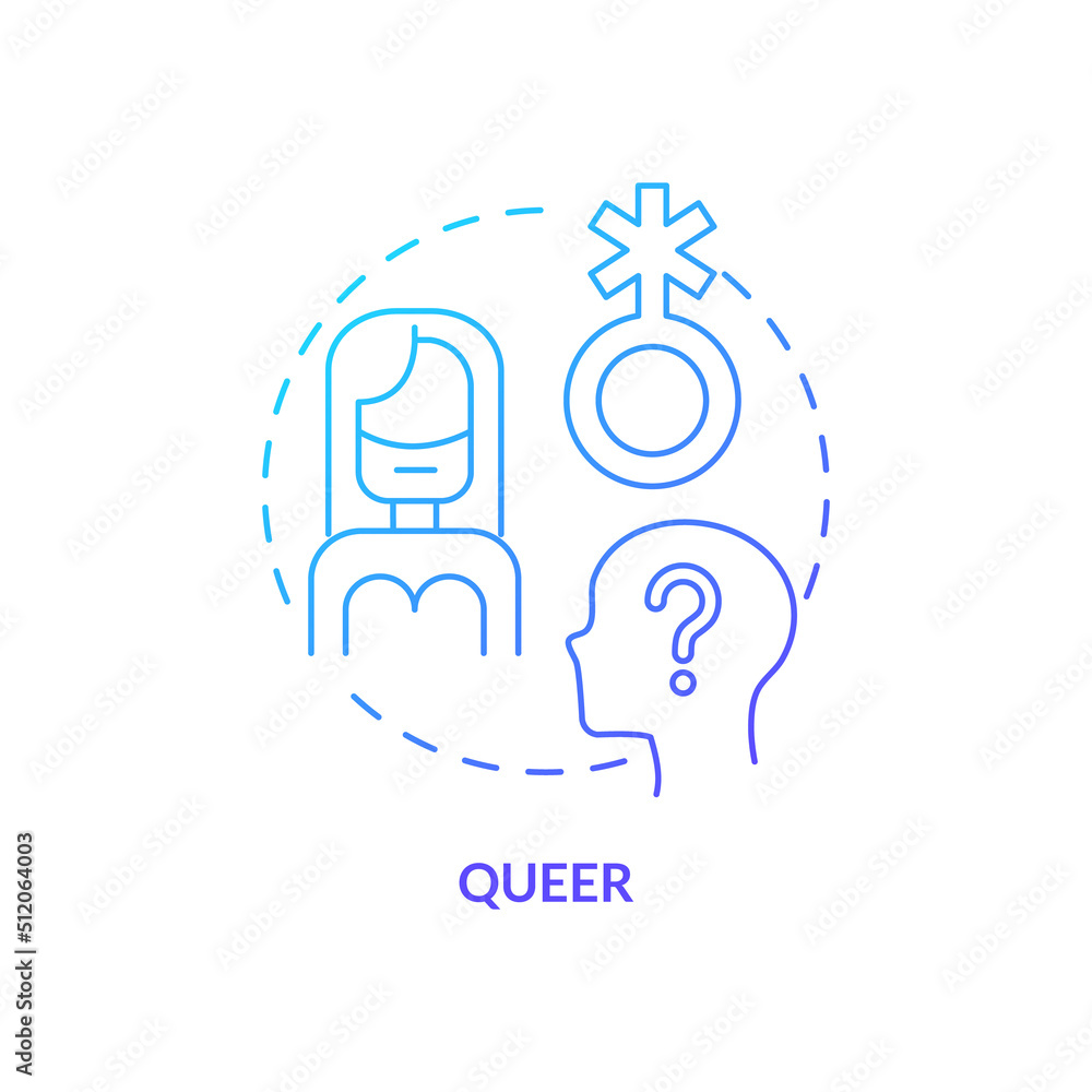 Queer blue gradient concept icon. Questioning. Specific sexual identity ...