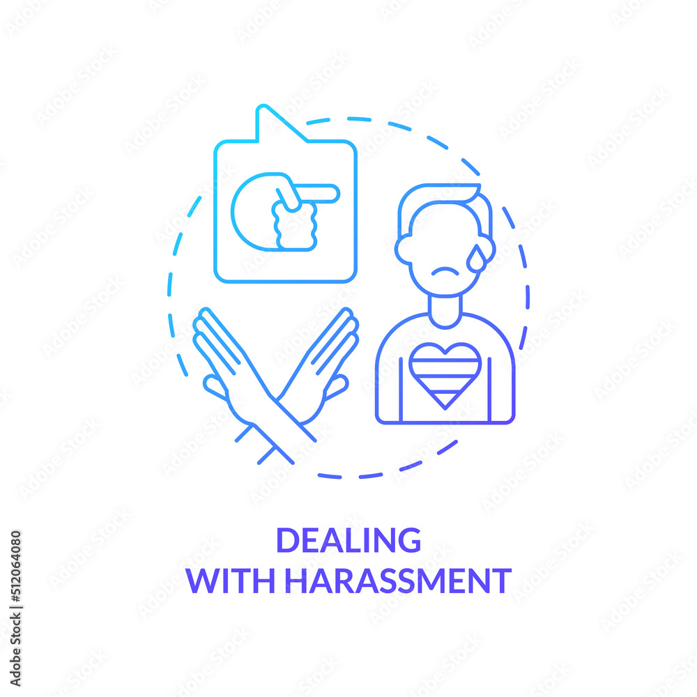 Dealing with harassment blue gradient concept icon. Abusive behavior ...