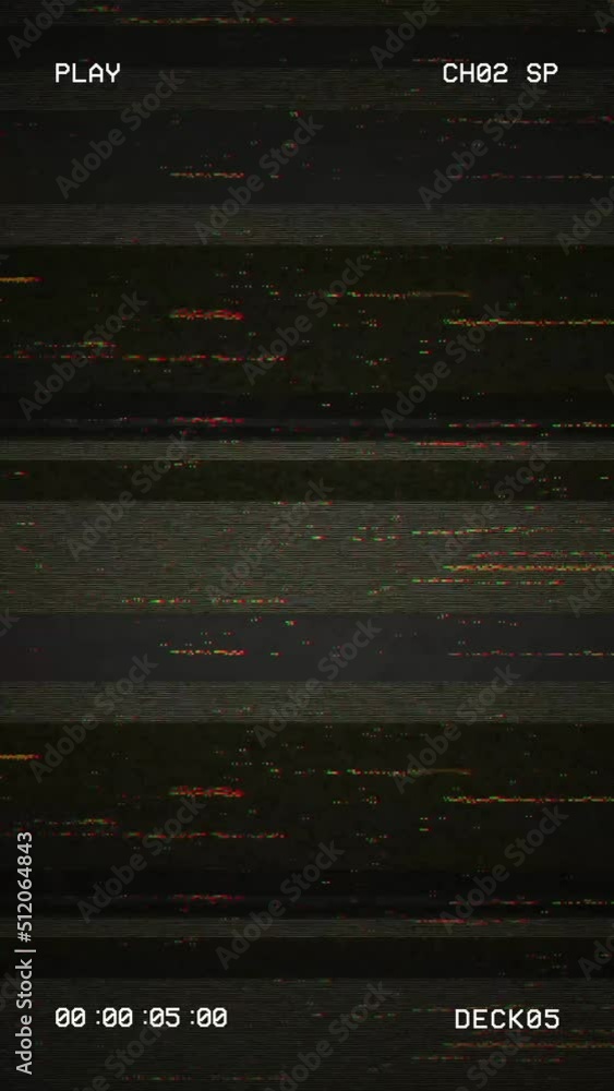 Vintage VHS (Video Home System) defects noise and artifacts effect. Vertical video. 4k glitch ...