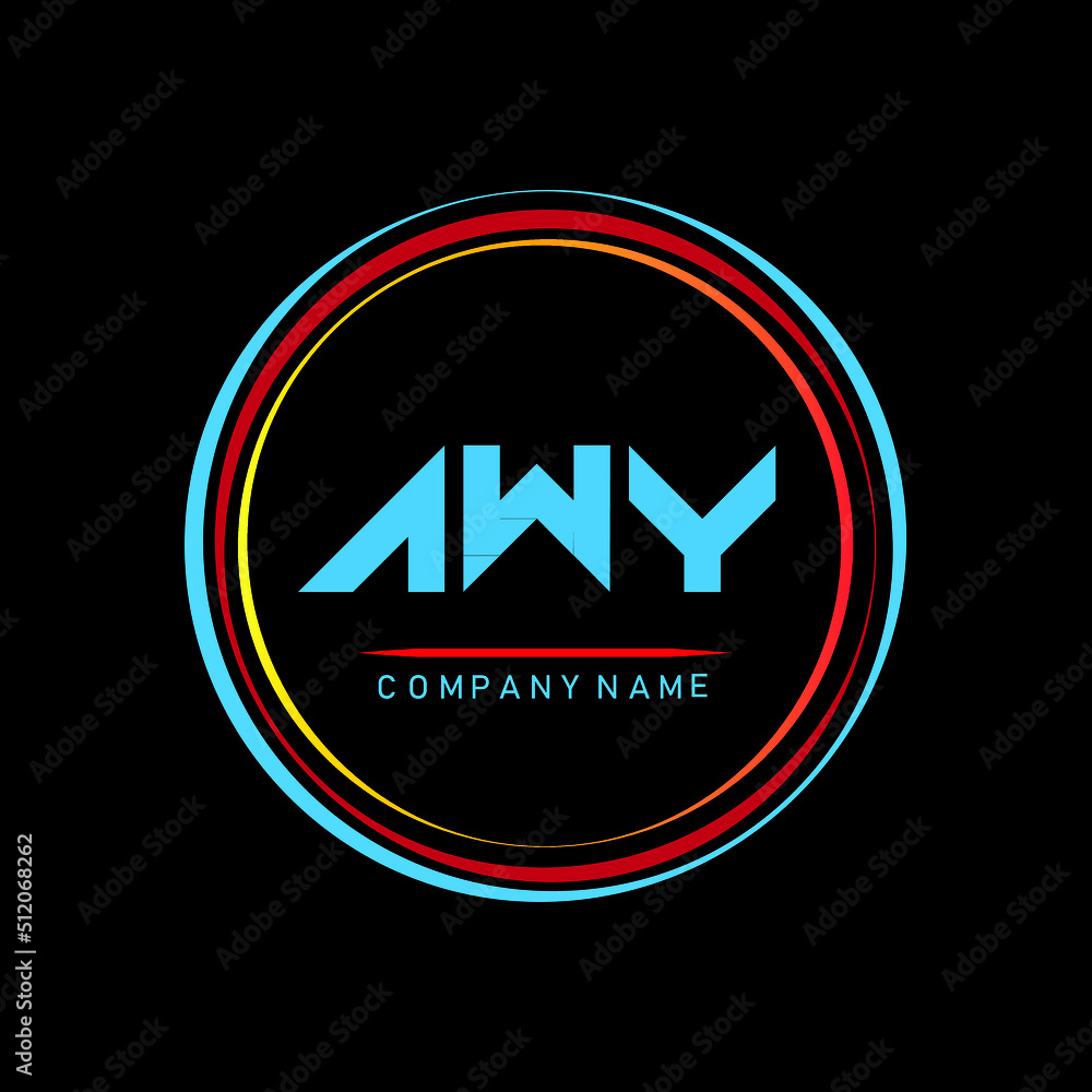 AWY ,A W Y letter logo design with Circle, round shape, AWY alphabet ...