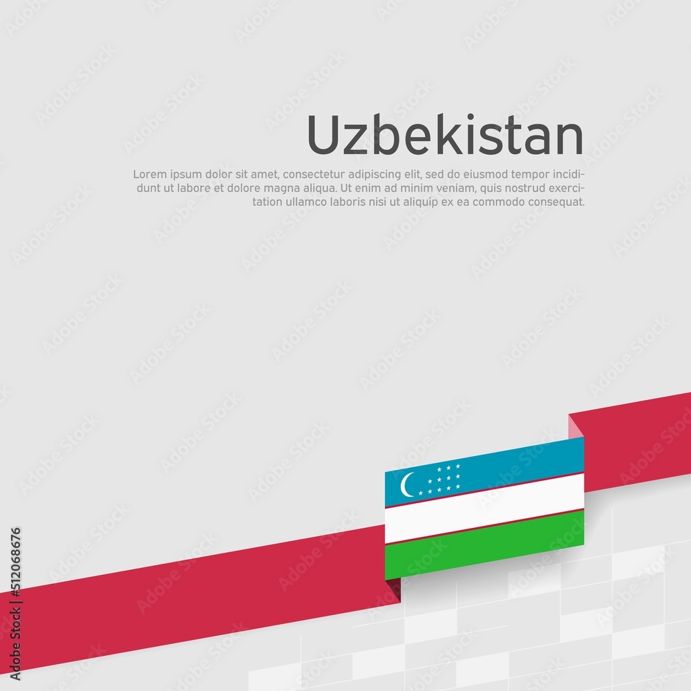 Uzbekistan flag background. State patriotic uzbek banner, cover. Ribbon ...