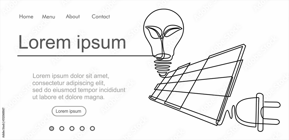 Continuous line drawing solar panel, plug and light bulb, symbol for ...