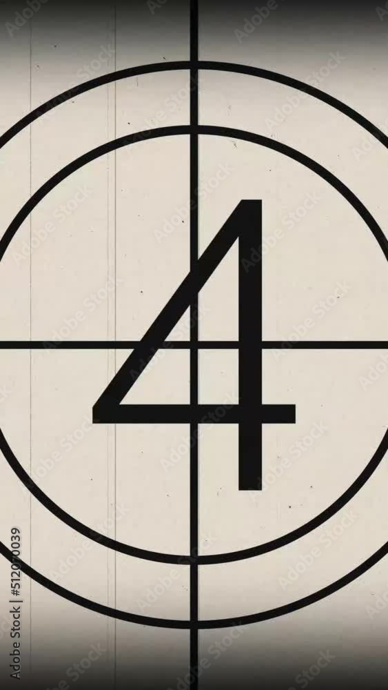 Countdown leader, vintage old and retrò countdown 10 - 0 Vertical 4k ...