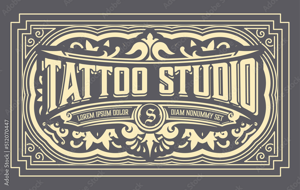 Tattoo logo with vintage ornaments. Layered Stock Vector | Adobe Stock