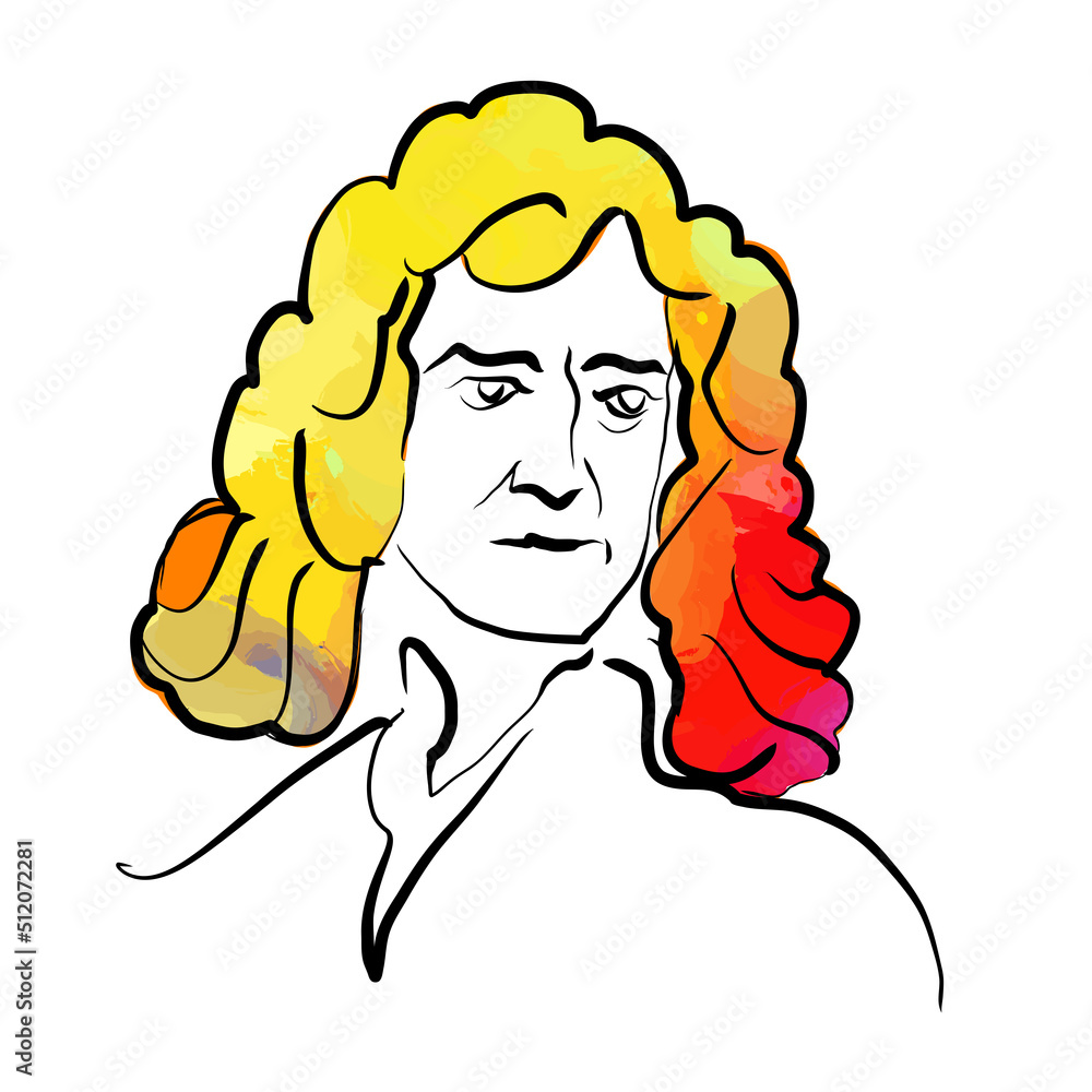 Isaac Newton colorful hair vector drawing Stock Vector | Adobe Stock