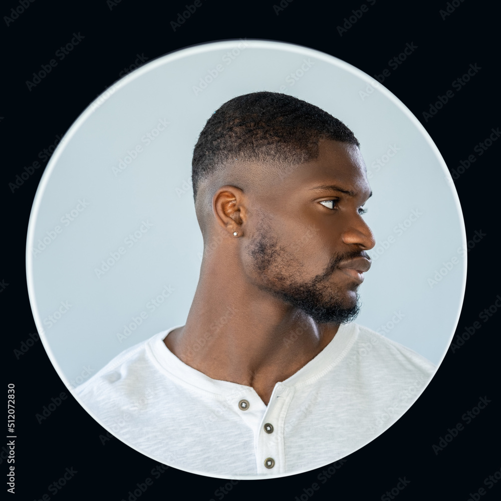 Man profile portrait. Confident look. User avatar. Side view of young ...