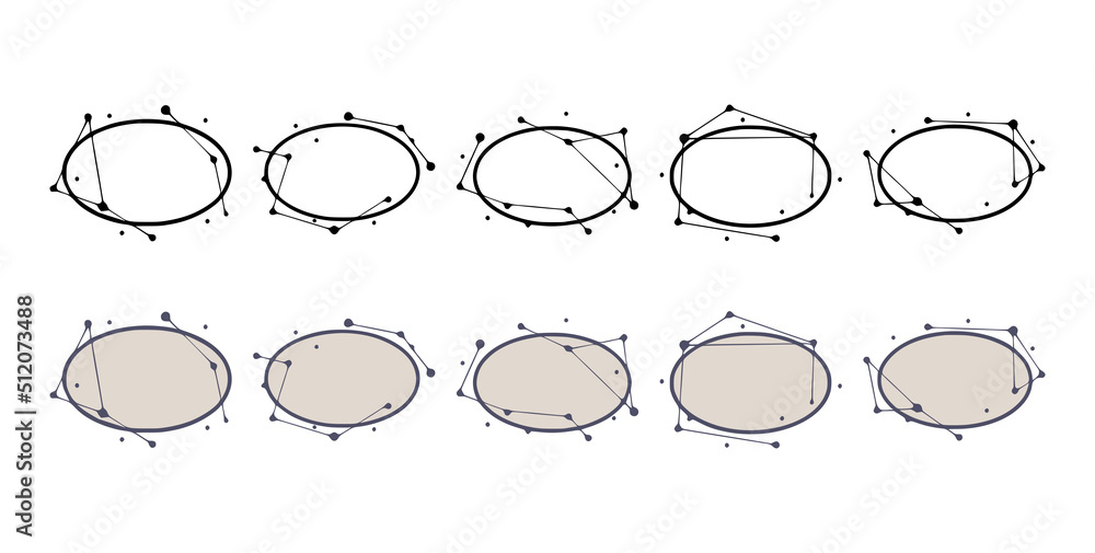 Ellipse geometric frames in hand drawn style. Abstract templates for ...