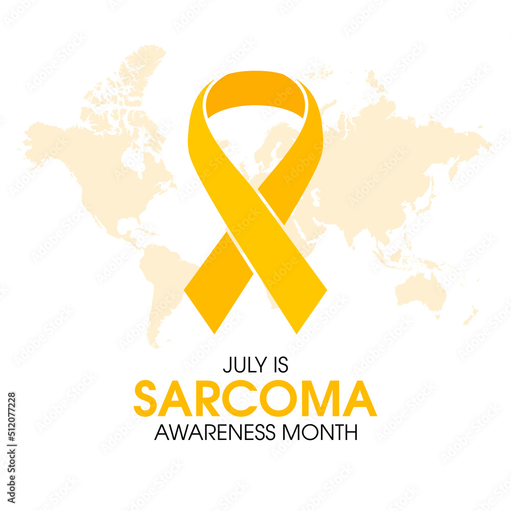 July is Sarcoma Awareness Month vector. Yellow color awareness ribbon ...