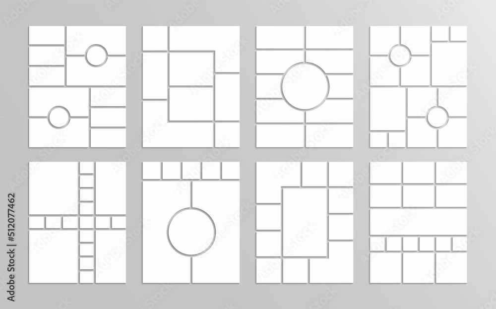 Moodboard grid examples. Photo collage templates set. Mosaic pictures ...