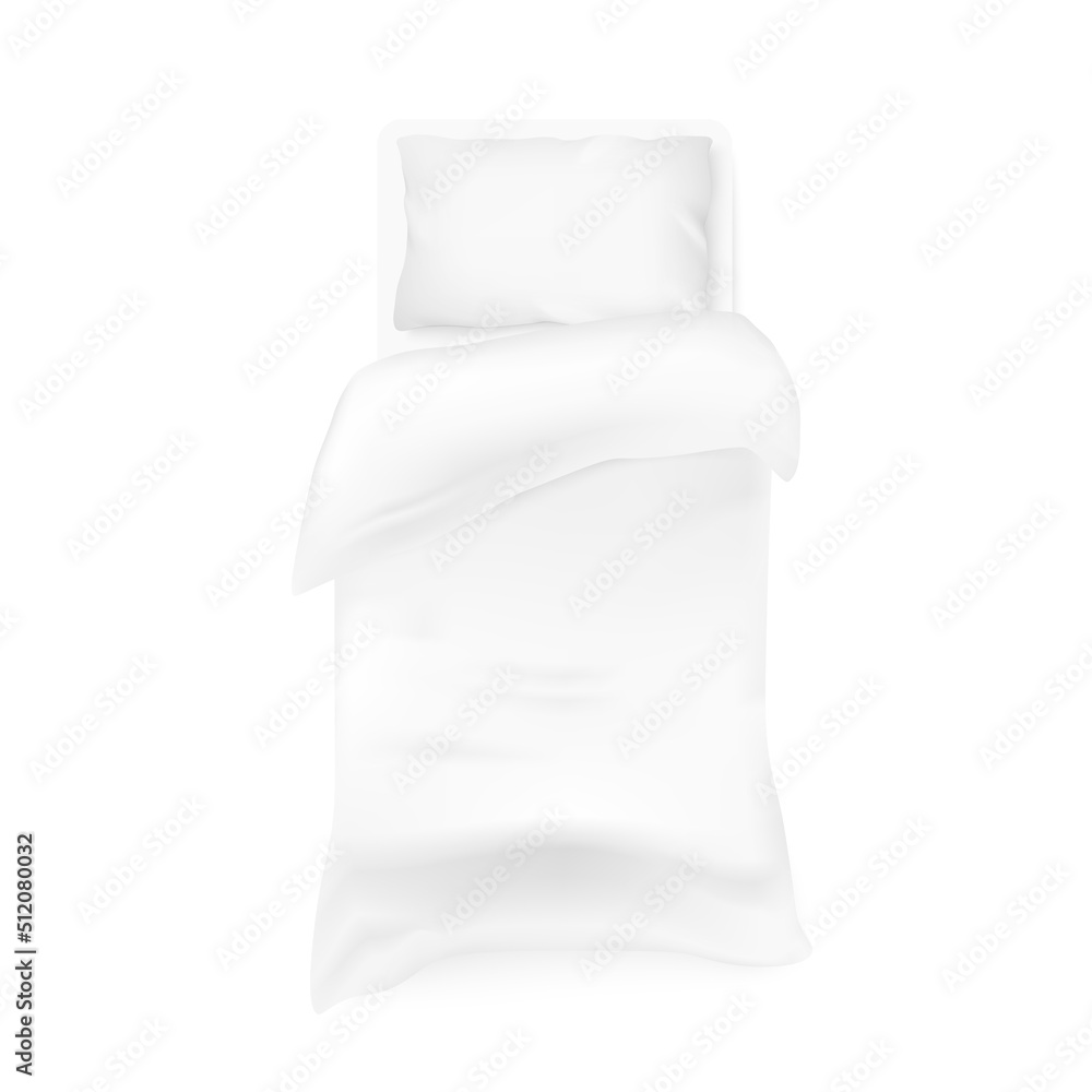 Single bed linen template, 3d realistic vector illustration isolated on ...