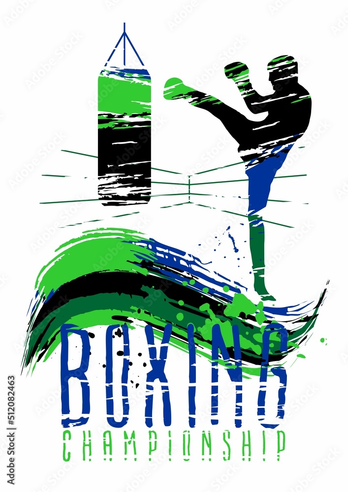 Vector illustration boxing, sport background in grunge style for ...