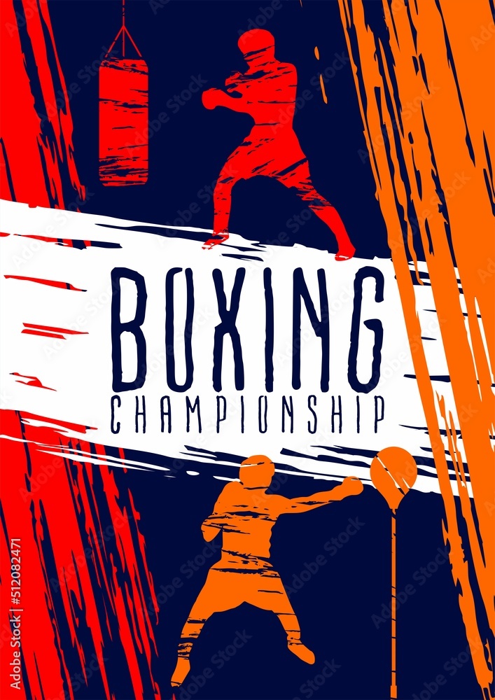 Vector illustration boxing, sport background in grunge style for ...