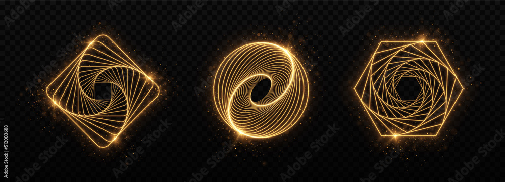 Luxury golden shiny frames. Gold shiny glowing frames with shadows ...