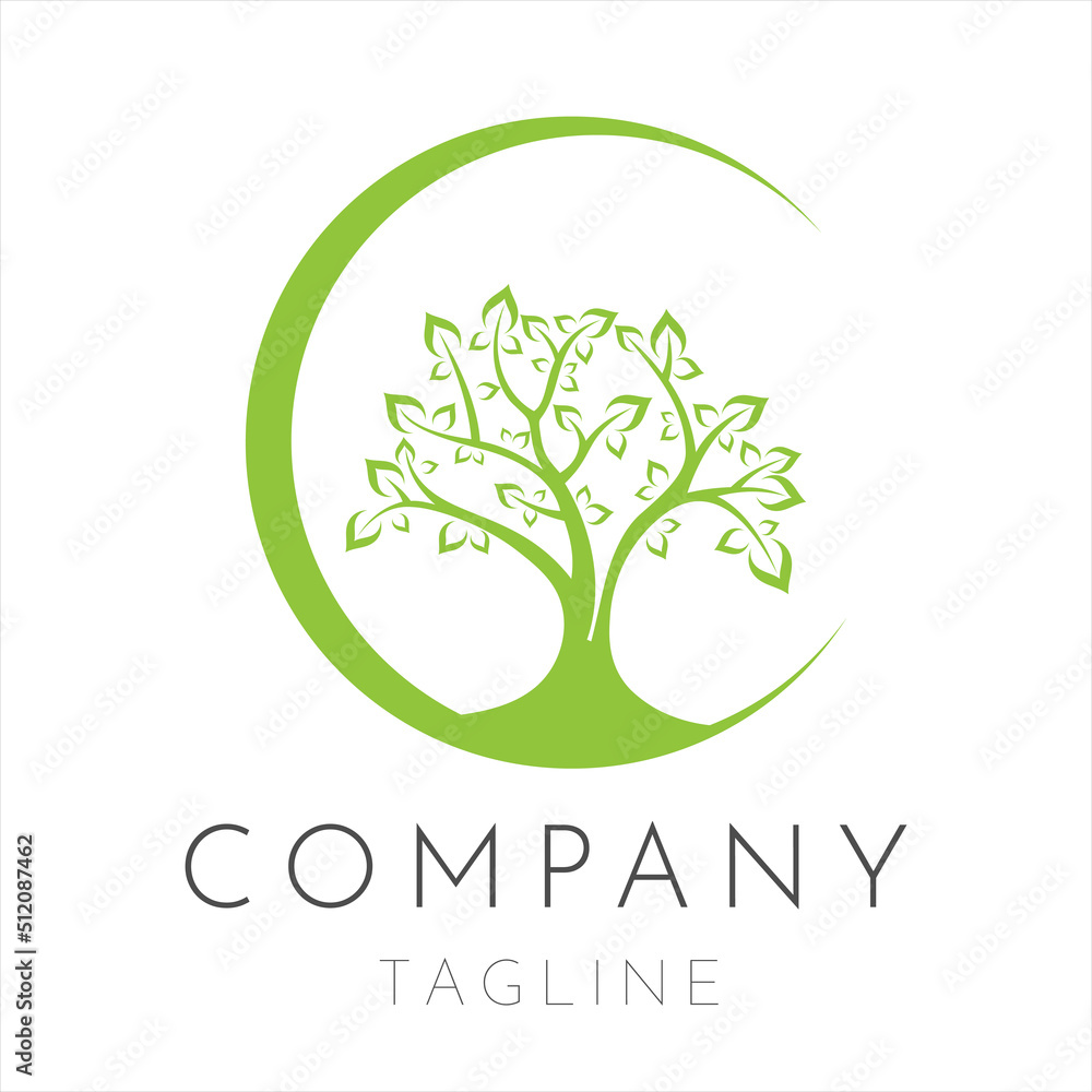 Tree Roots Logo. eco friendly logo design, Green tree logo. Circle Tree ...