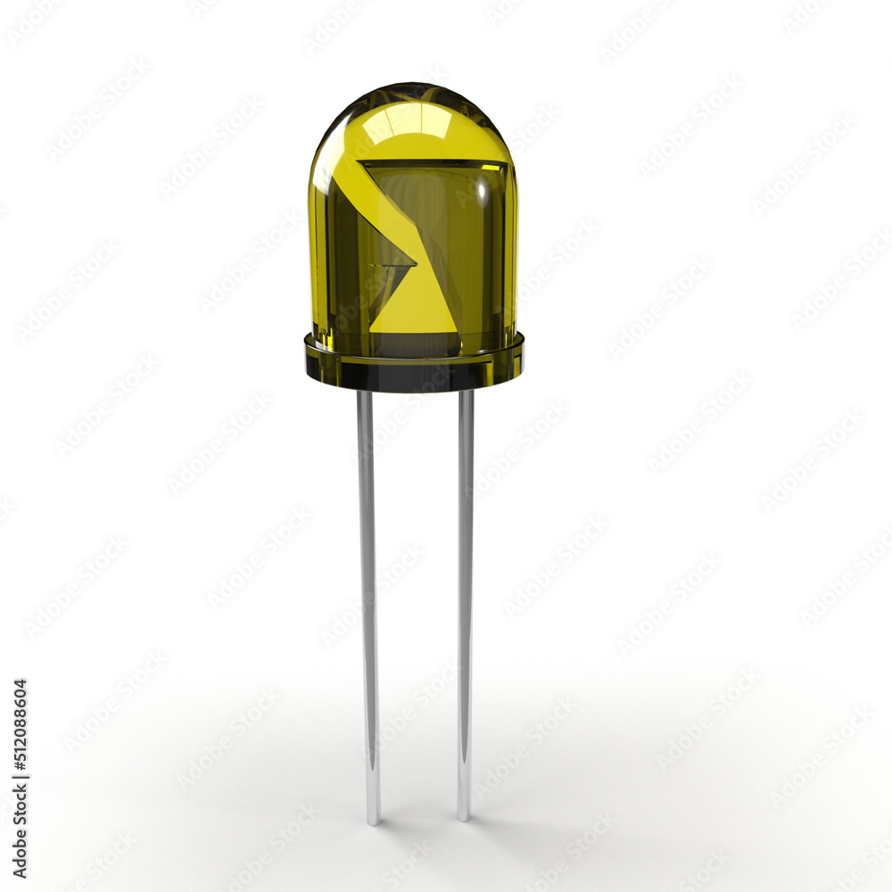 Yellow Light-emitting diode rendering on white background ...