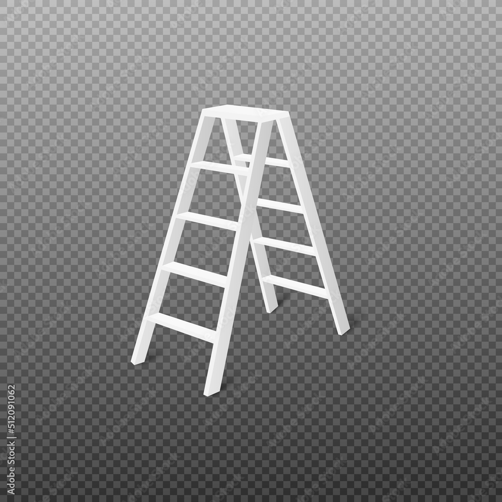 Self-supporting portable step ladder, realistic 3d vector illustration ...