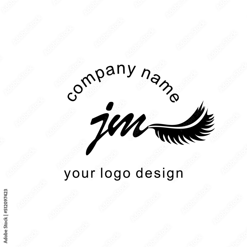initial JM logo handwriting beauty fashion modern luxury letter makeup ...