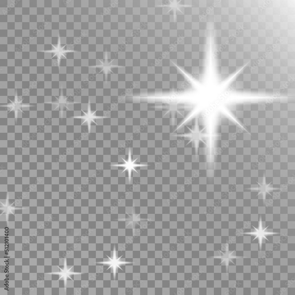 Vector transparent sunlight special lens flare light effect. PNG. Stars ...