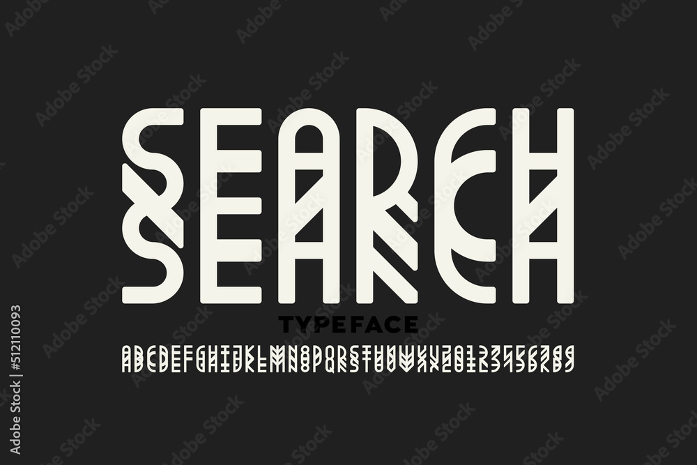 Experimental style font design, alphabet letters and numbers vector ...