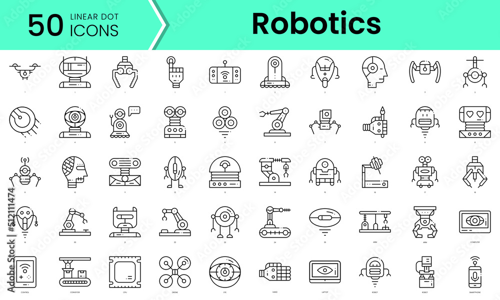 robotics Icons bundle. Linear dot style Icons. Vector illustration ...