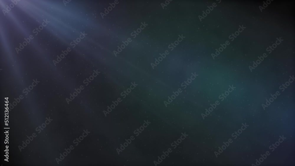 Seamless loop video. Blue flare light beam with smoke and dust particle ...