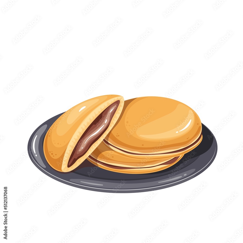 Dorayaki, Japan sweet food vector illustration. Cartoon isolated ...