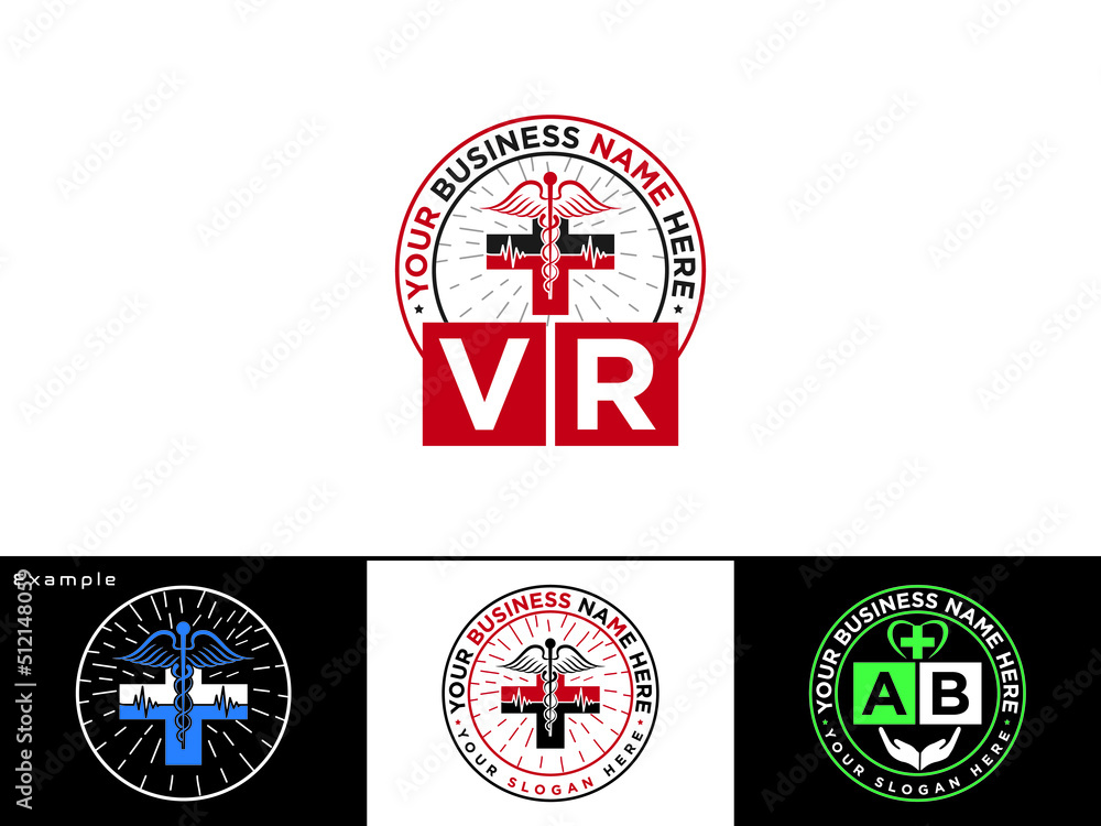 Colorful VR Logo Icon, Letter Vr rv Medical Logo Image Design For ...