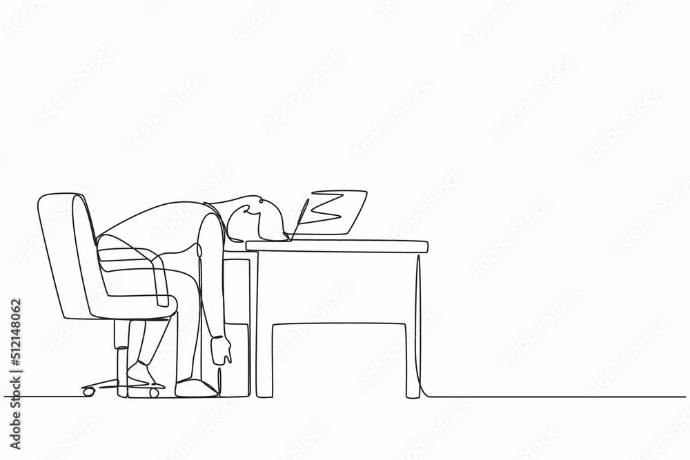 Continuous one line drawing professional burnout syndrome. Exhausted ...