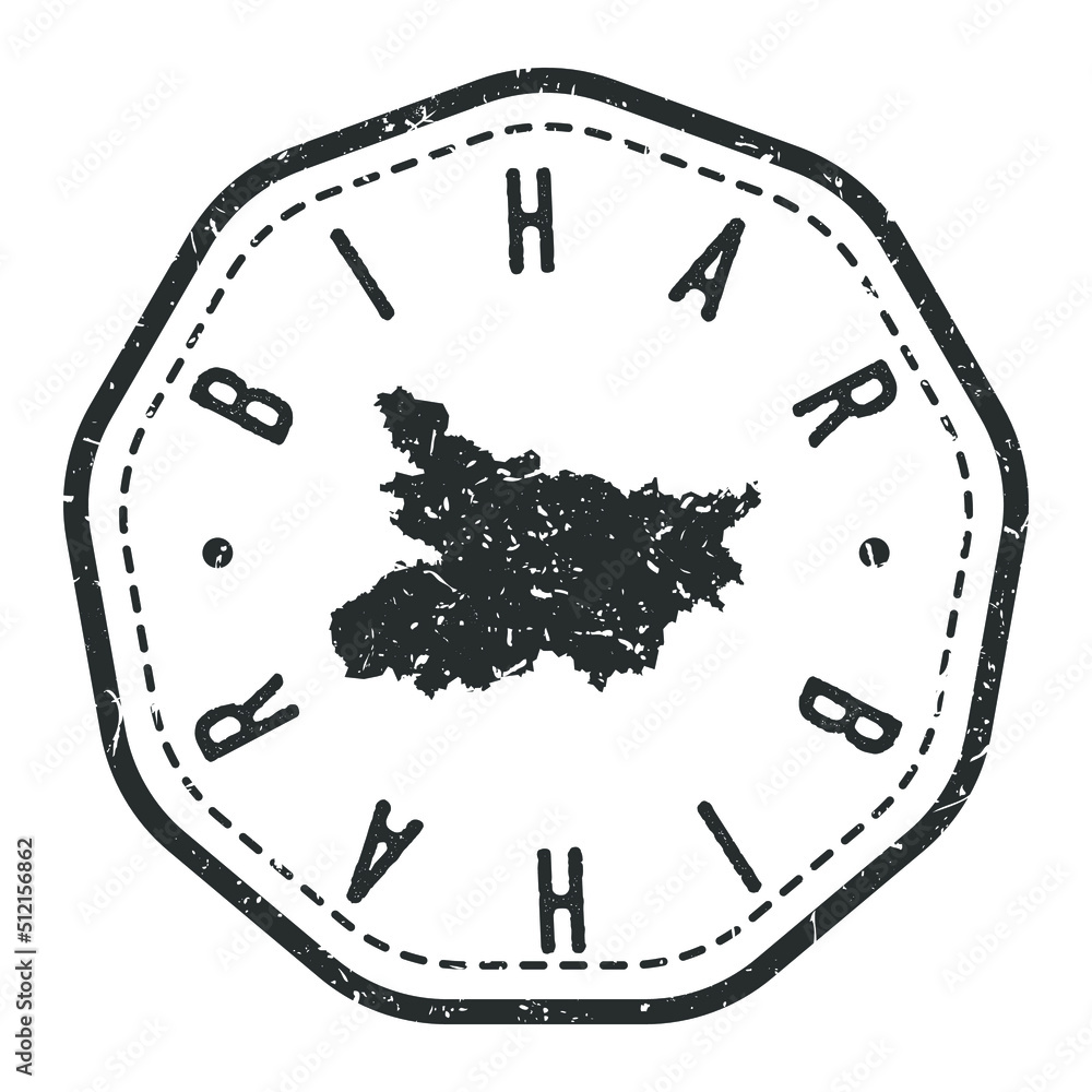 Bihar, India Map Stamp Retro Postmark. Silhouette Postal Passport. Seal ...