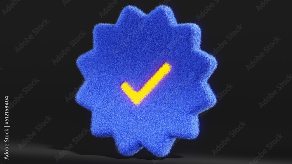 3D realistic fur star verified icon. Instagram verified badge. Social ...
