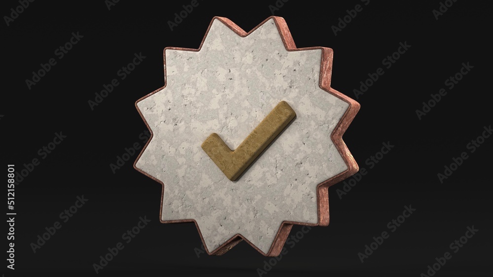 3D realistic marble star verified icon. Instagram verified badge ...