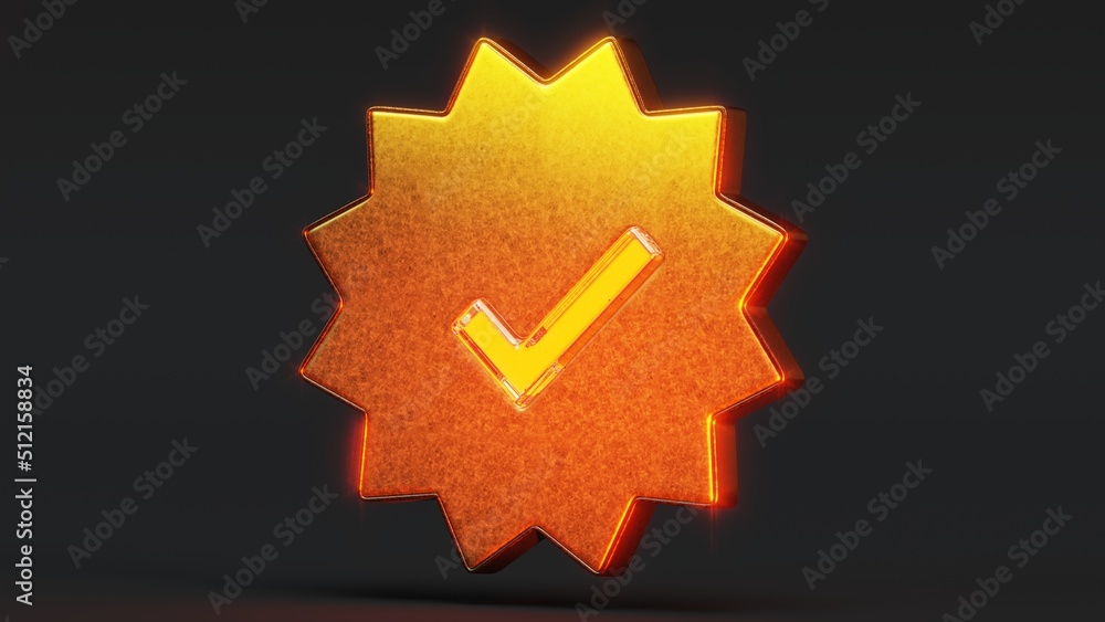 3D realistic gold metal star verified icon. Instagram verified badge ...
