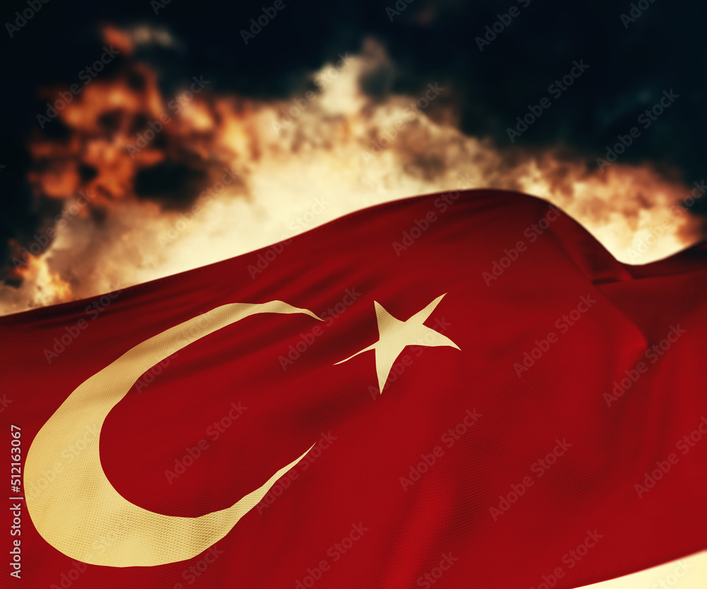 Turkish Flag, Turkish State 3D Flag Study Stock Photo | Adobe Stock