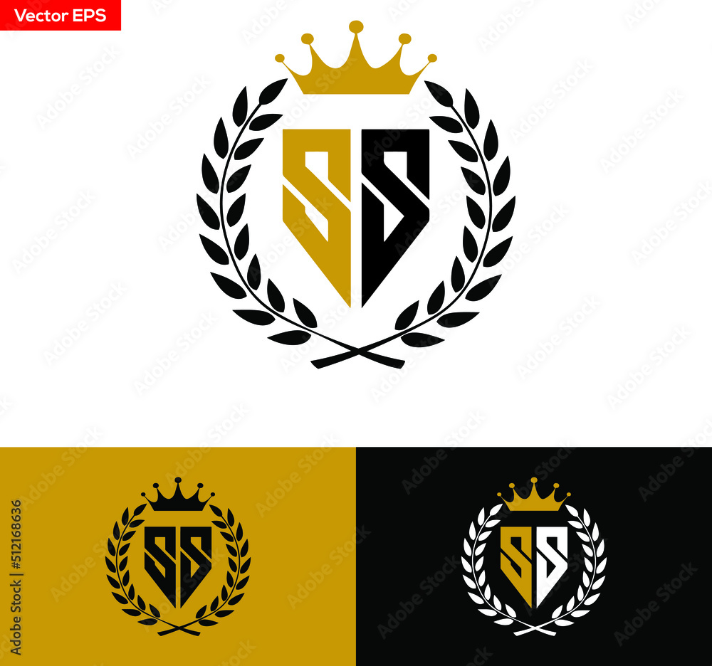 SS Logo Monogram emblem, SS Crown Logo, SS Feather Logo, Law Logo Stock ...