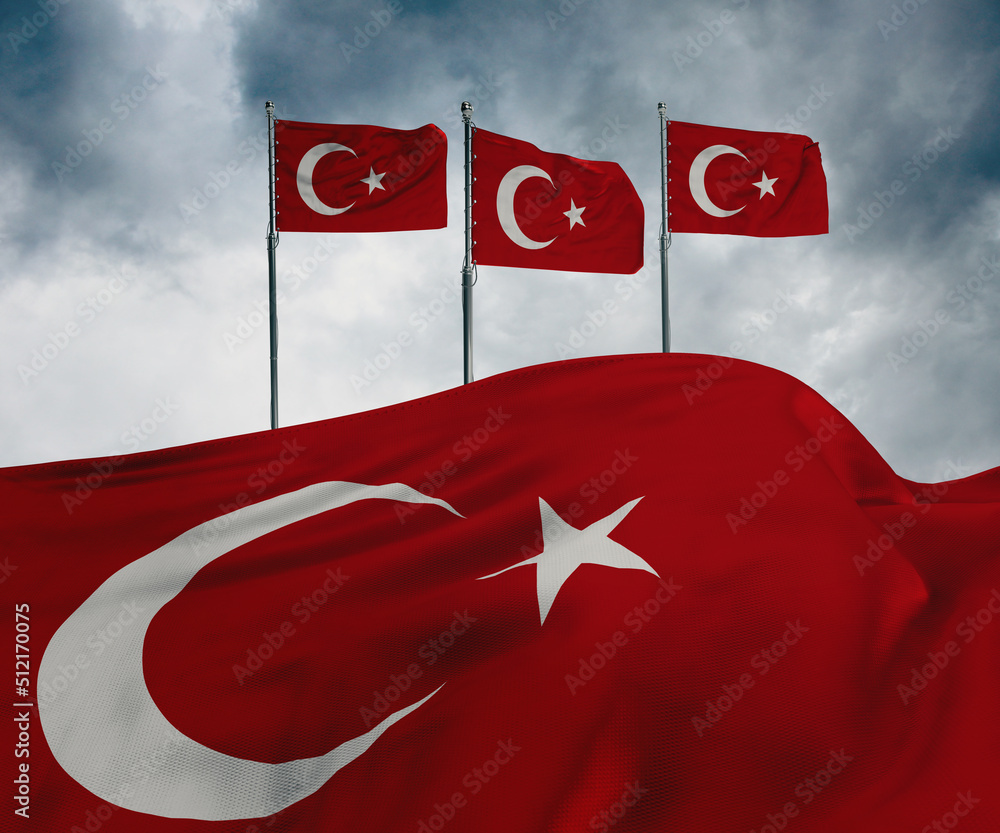 Turkish Flag, Turkish State 3D Flag Study Stock Photo | Adobe Stock