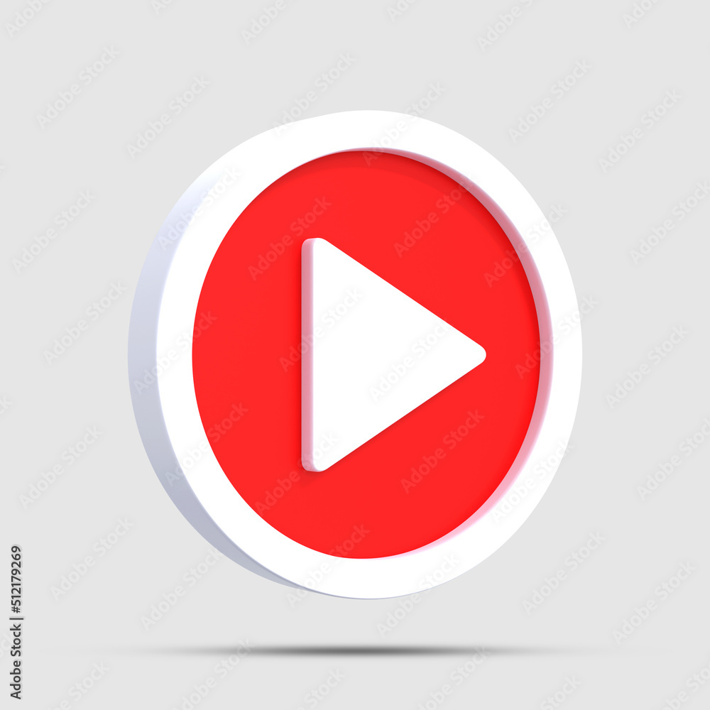 Glossy play button sign 3d social media logo music minimal icon 3d ...