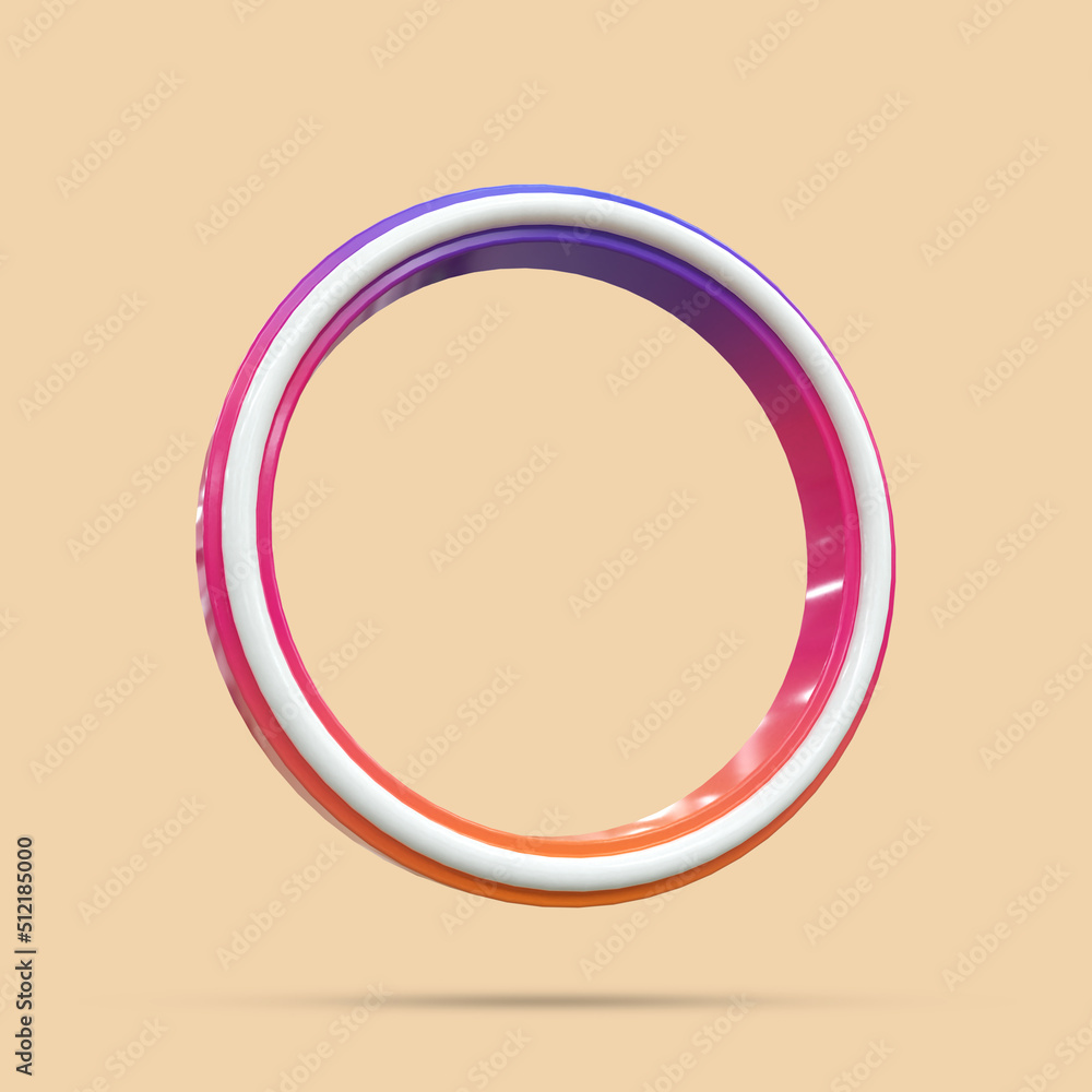 Circle profile 3d frame Colorful glossy for live streaming on social ...