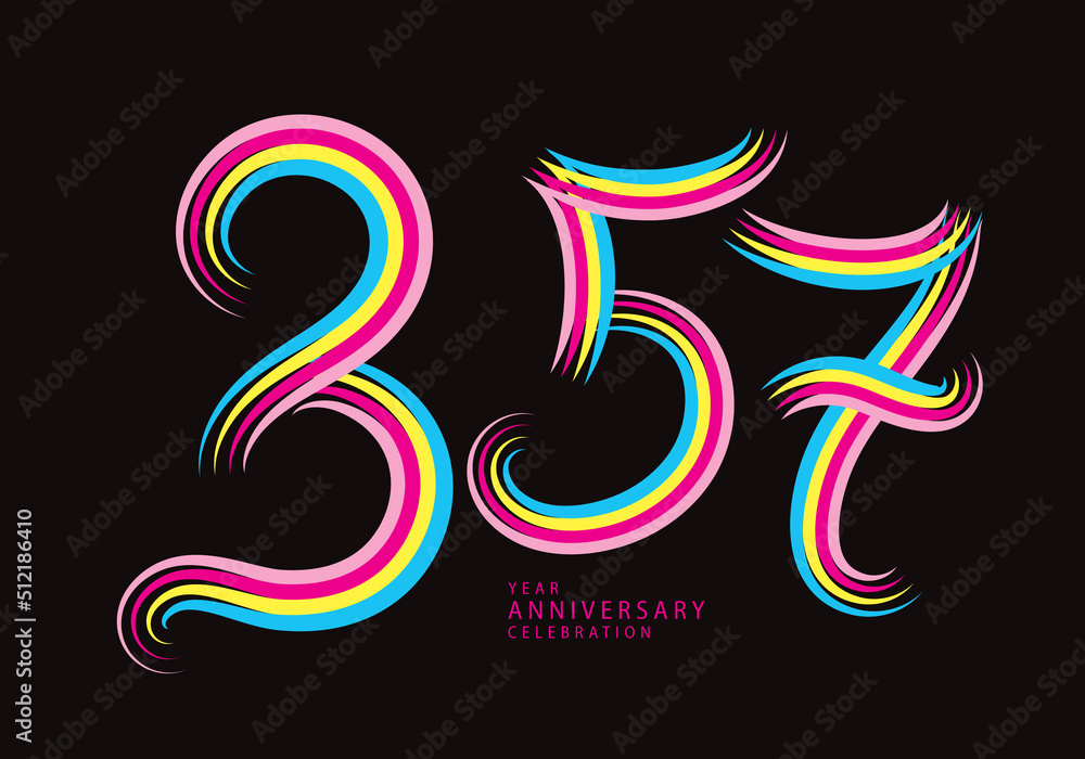 357 number design vector, graphic t shirt, 357 years anniversary ...