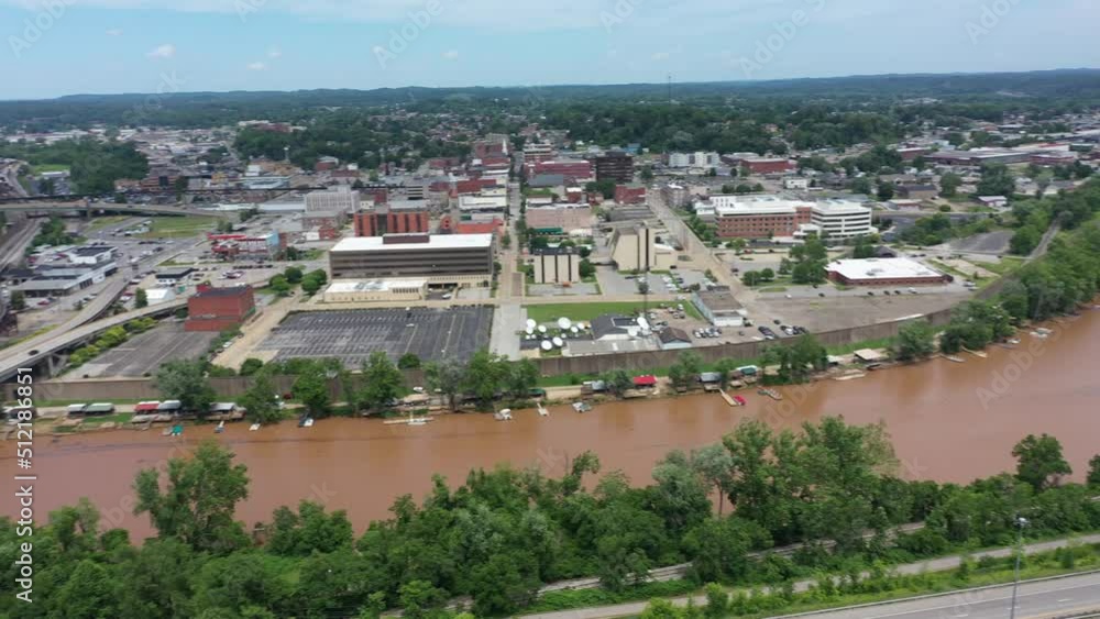 Panoramic aerial views of Parkersburg, West Virginia, WV, at the ...