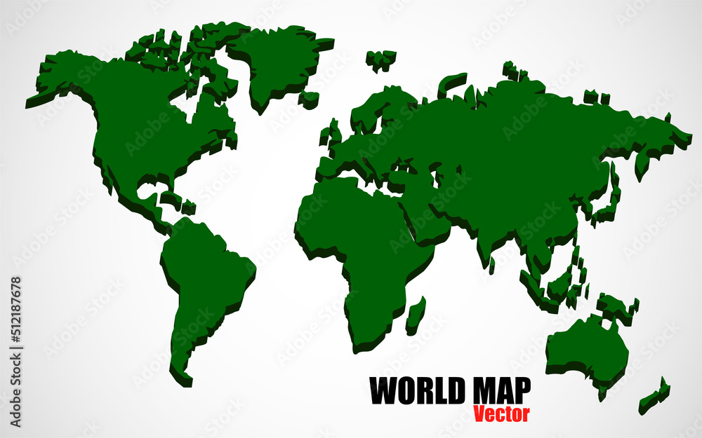 World map vector illustration. 3d Earth map on isolated background ...