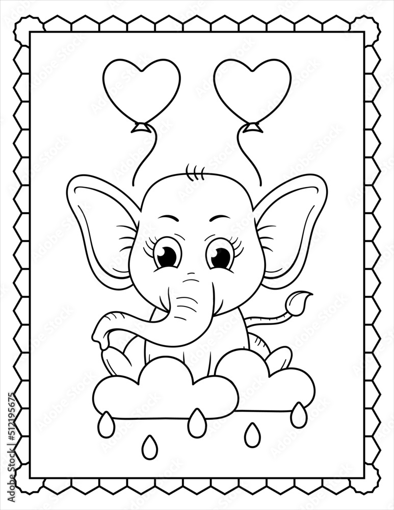 Baby Elephant cartoon funny coloring page for kids. coloring and ...