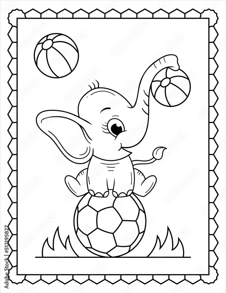 Baby Elephant cartoon funny coloring page for kids. coloring and ...