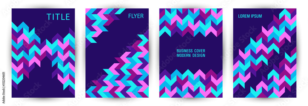 School notebook cover layout set geometric design. Modernism style ...