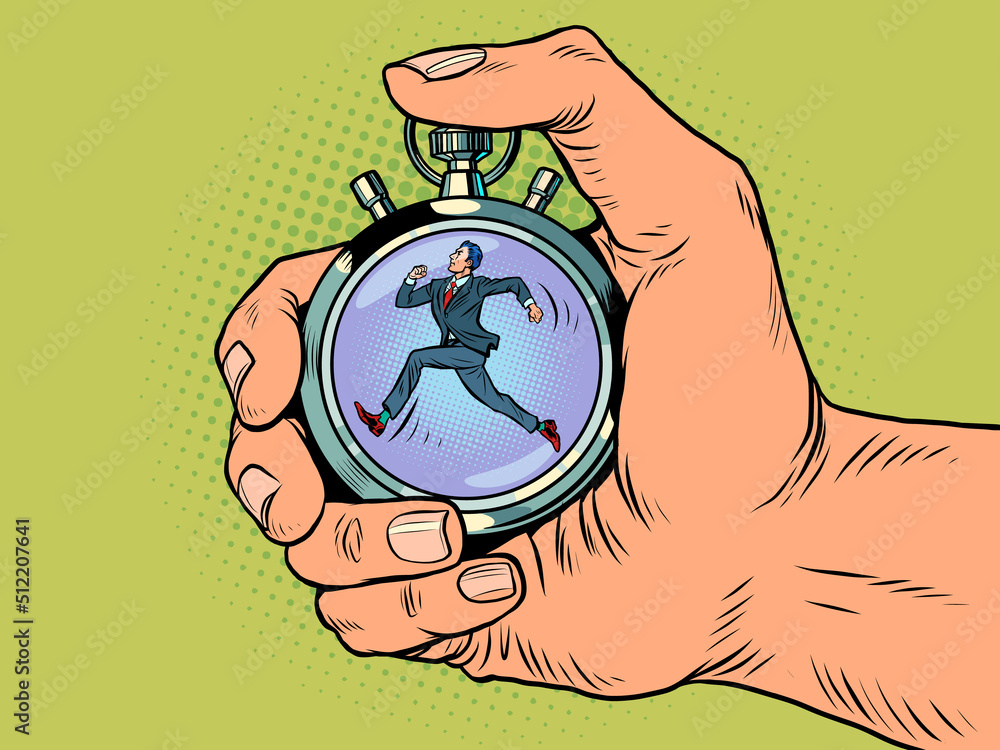 businessman running late sports stopwatch, speed meter. Time clock ...