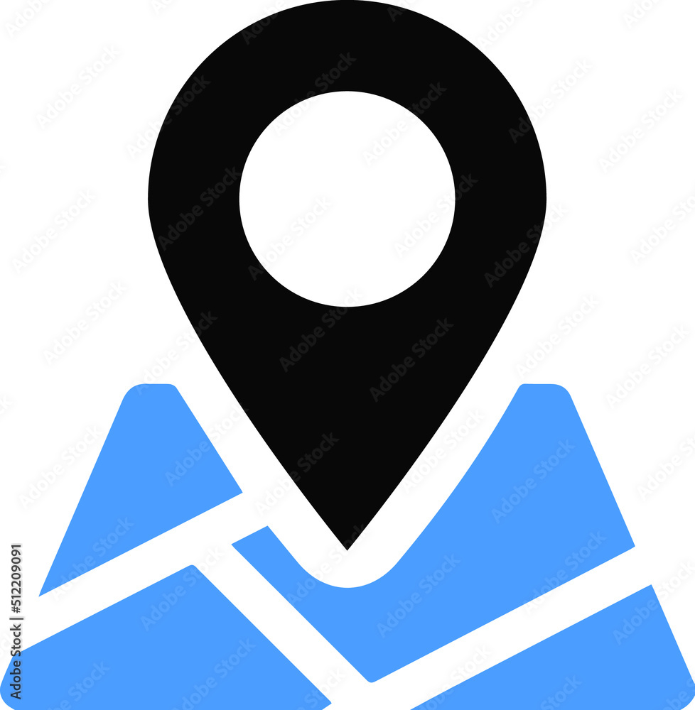 Map and location symbols. Mapping icon. Geolocation map path distance ...