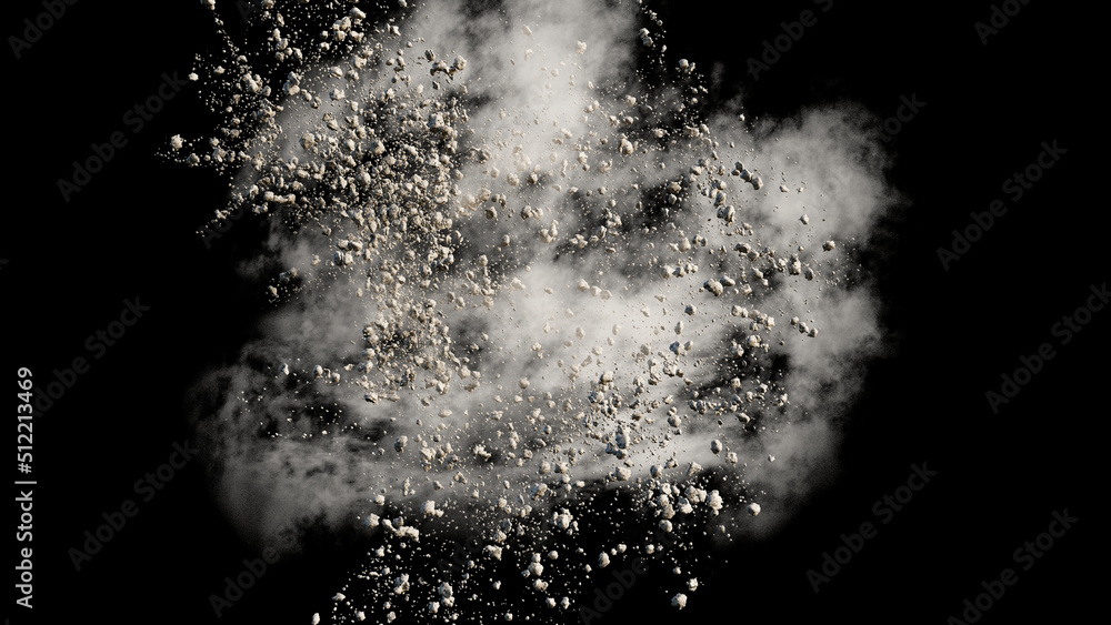 flying debris with dust on black background Stock Illustration | Adobe Stock